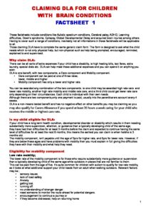 » Claiming DLA For Child With Brain Conditions Factsheet