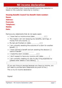 » Nil Income Declaration Template Letter