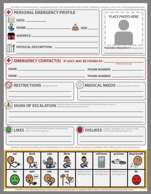 » Personal Emergency Profile Template For an Autistic Child