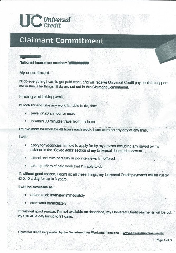 » Universal Credit Commitment Form (Example Only) Pt.1