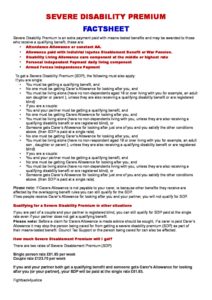 » Severe Disability Premium Factsheet