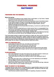 » Tribunal Hearing Factsheet