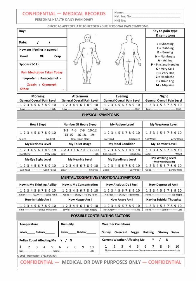 » diagram of pain diary