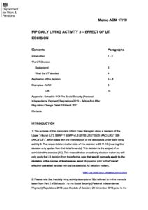 » PIP DAILY LIVING ACTIVITY 3 – EFFECT OF UT DECISION