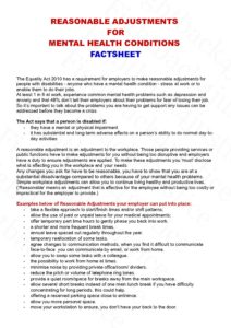 » Reasonable Adjustments for Mental Health Conditions Factsheet